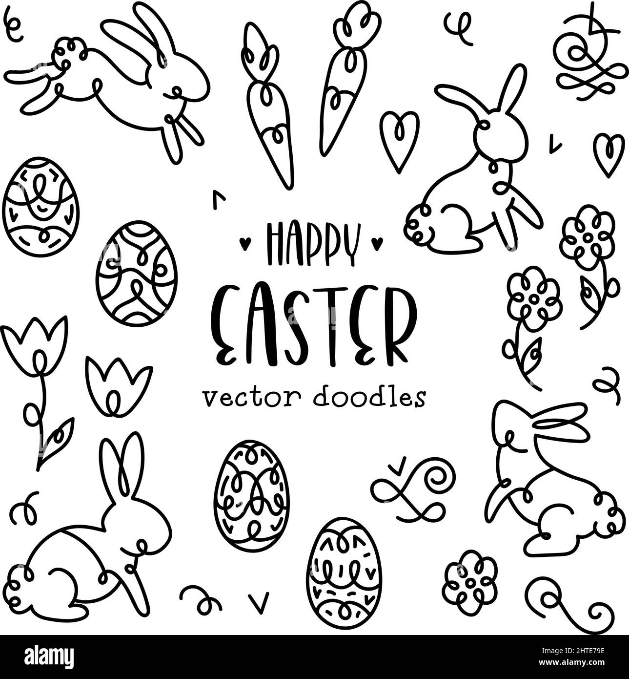 Cartoon doodle bunny coloring Black and White Stock Photos & Images - Alamy