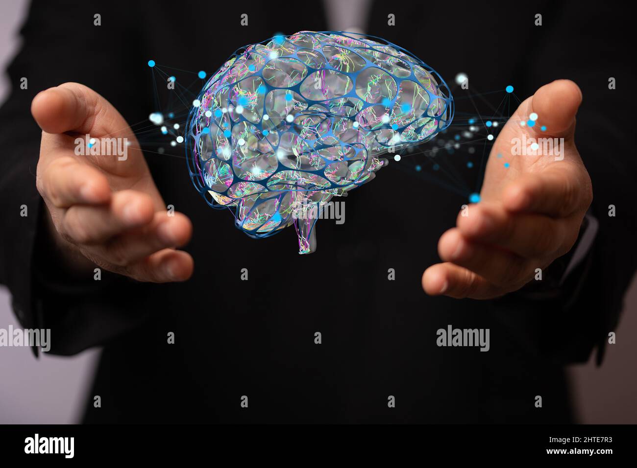 Male displaying an idea of artificial intelligence brain Stock Photo ... Male displaying an idea of artificial intelligence brain Stock Photo ...