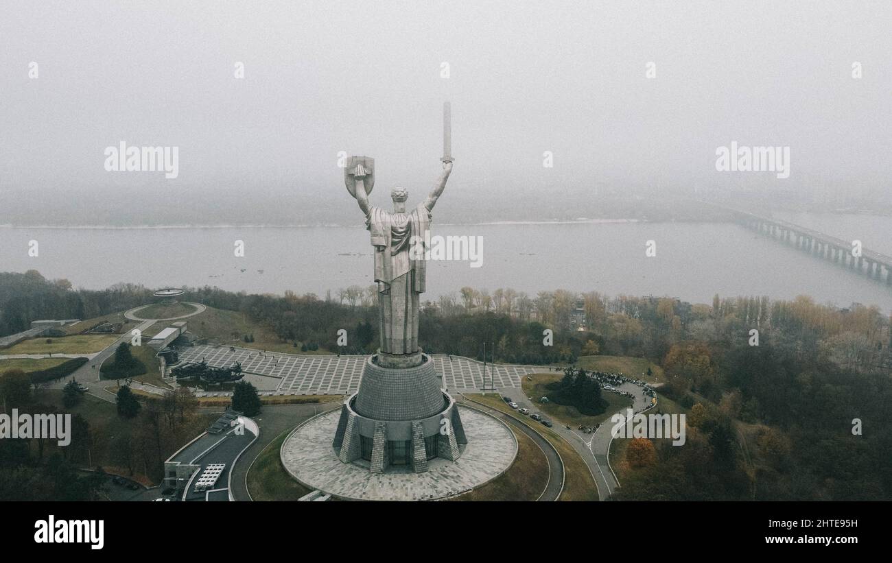 Closeup of the monumental sculpture "Motherland" in Kiev Stock Photo ...
