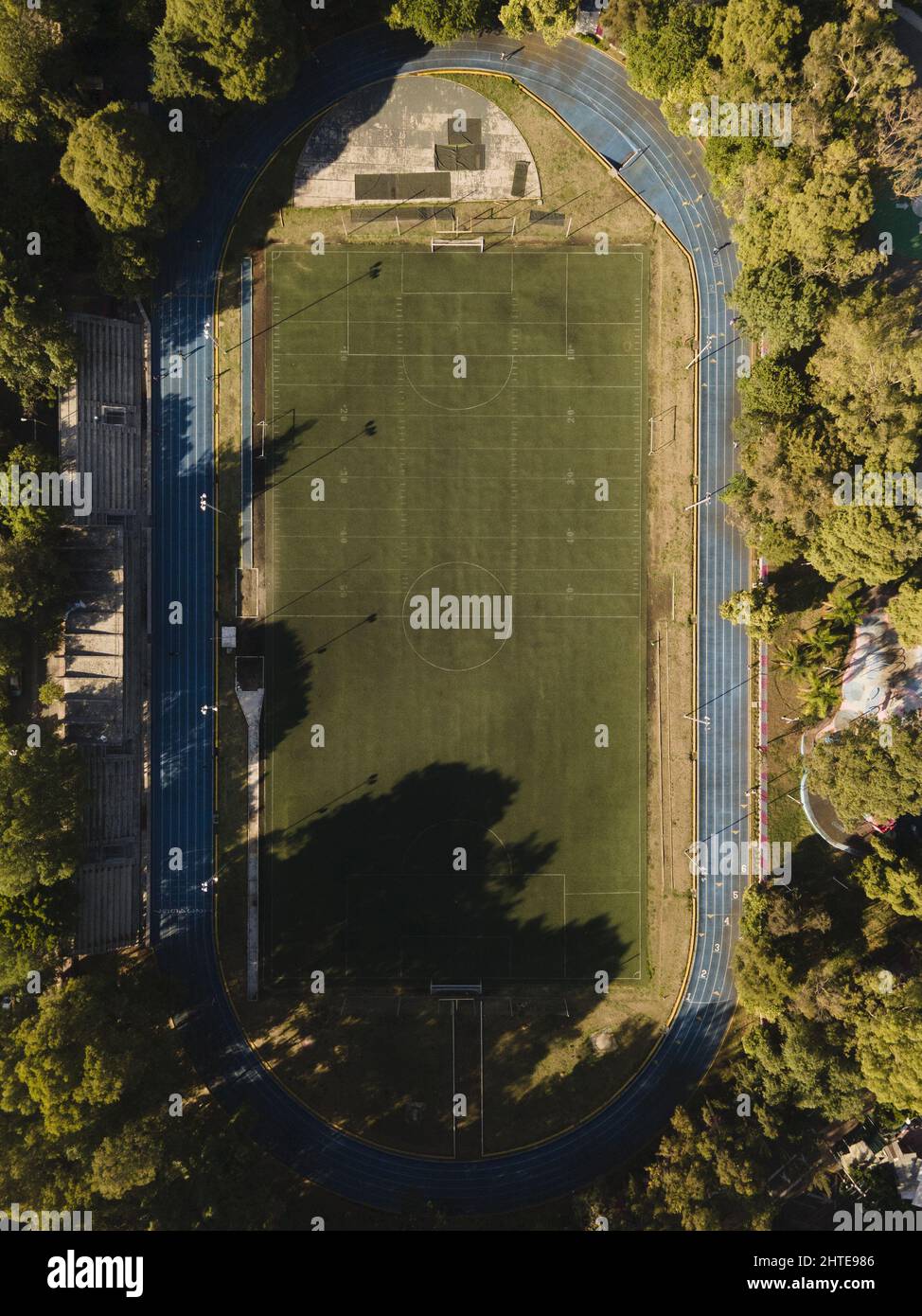 Aerial view of running track in Mexico early in the morning Stock Photo ...