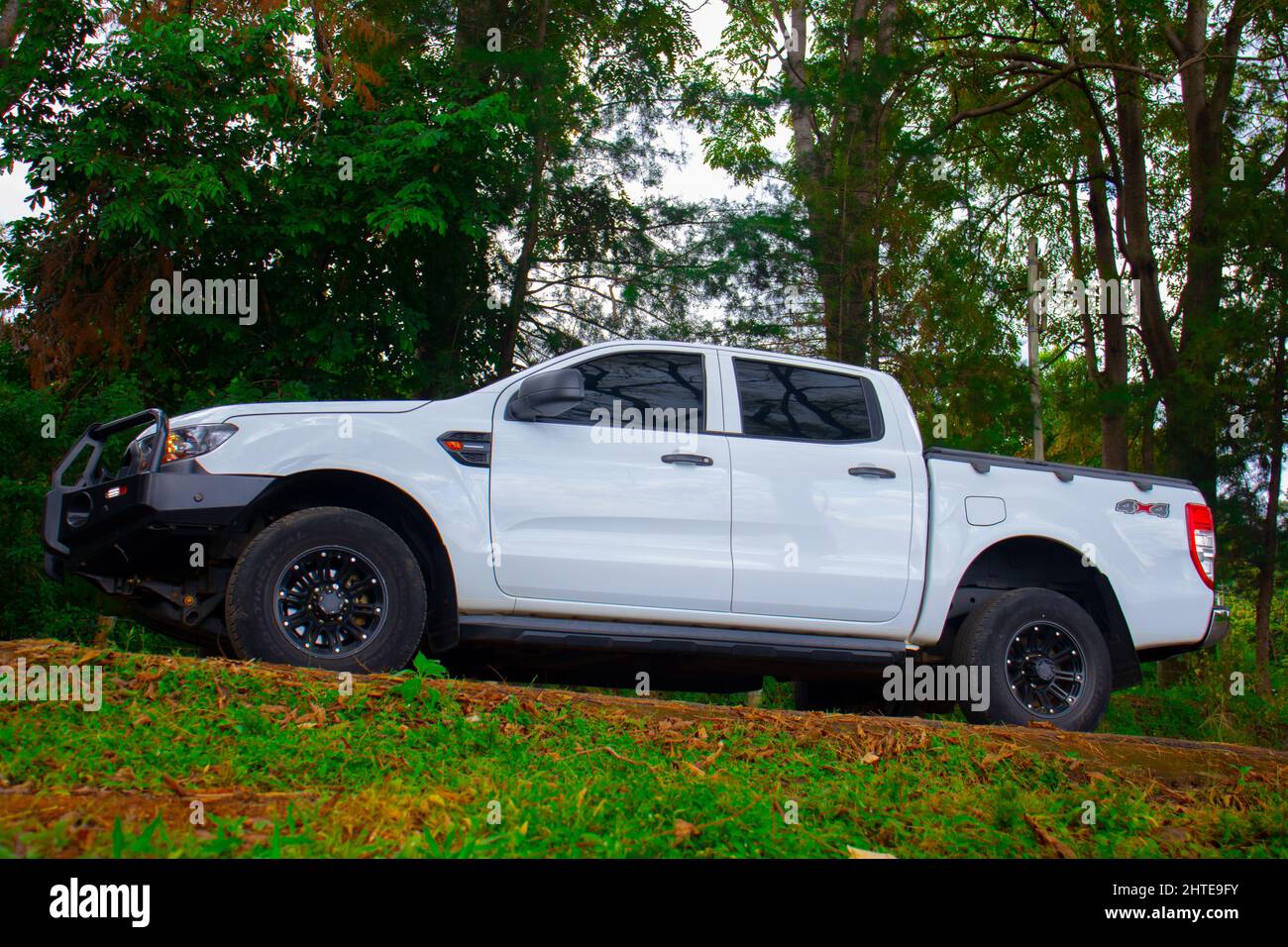 White modified Ford Ranger 2019 4X4 on a rural road Stock Photo - Alamy