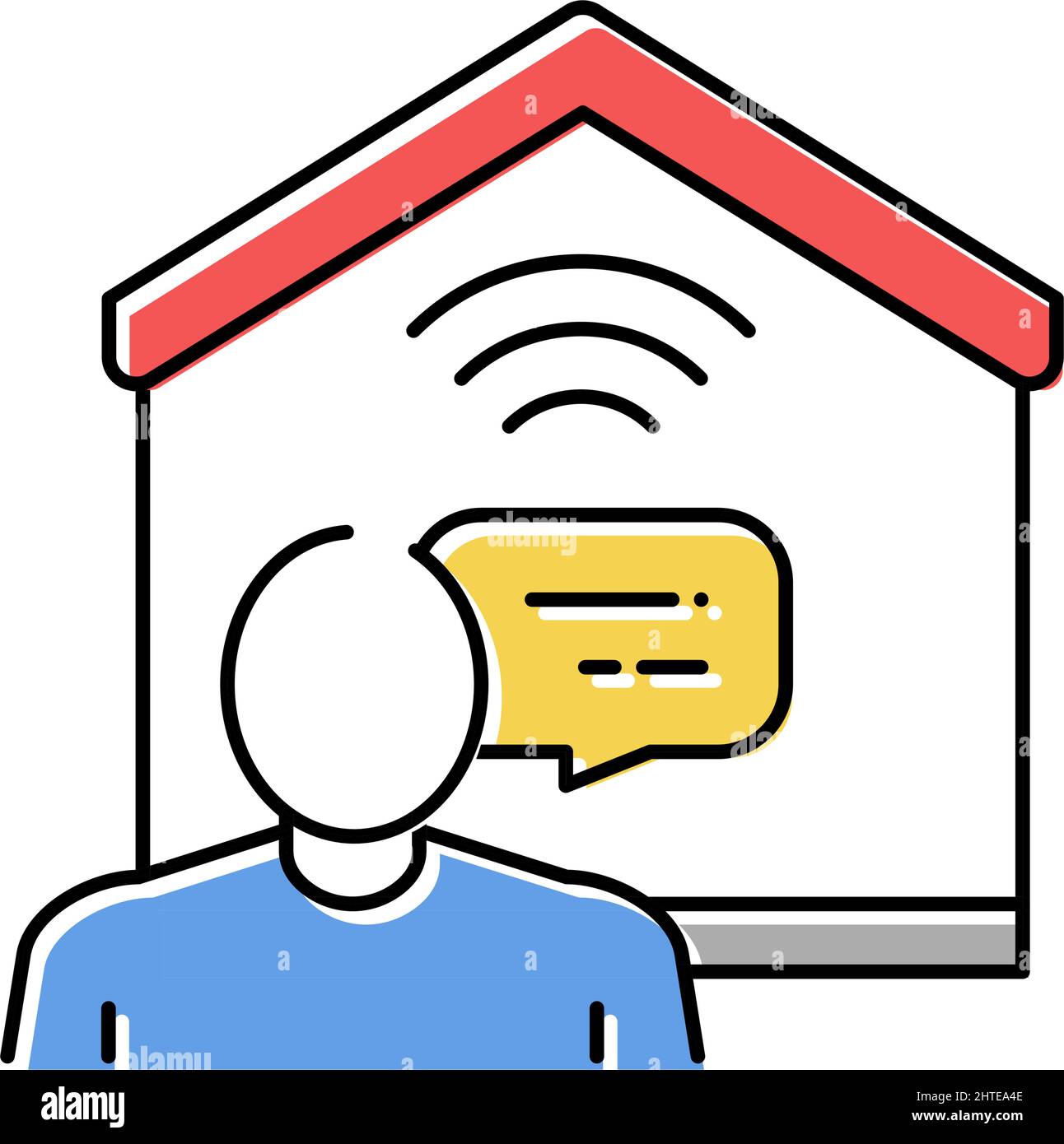 communication with smart home color icon vector illustration Stock ...