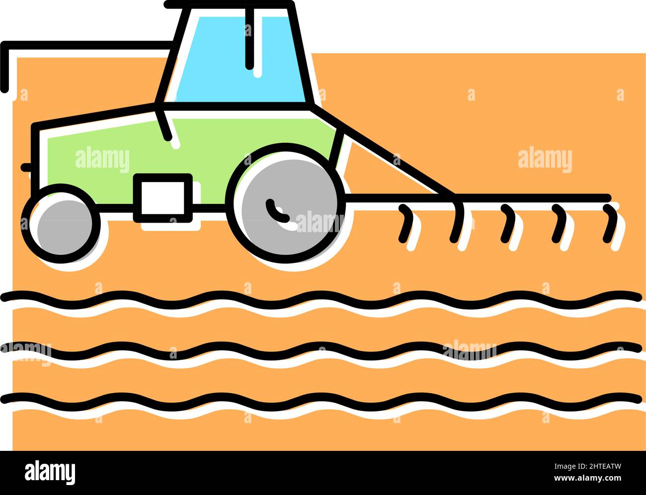 tractor cultivating field color icon vector illustration Stock Vector ...