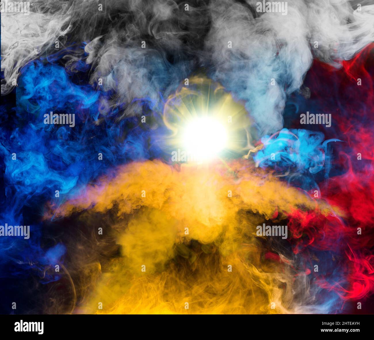 Phoenix rising in the colors of the Ukrainian and against Russian flag ...