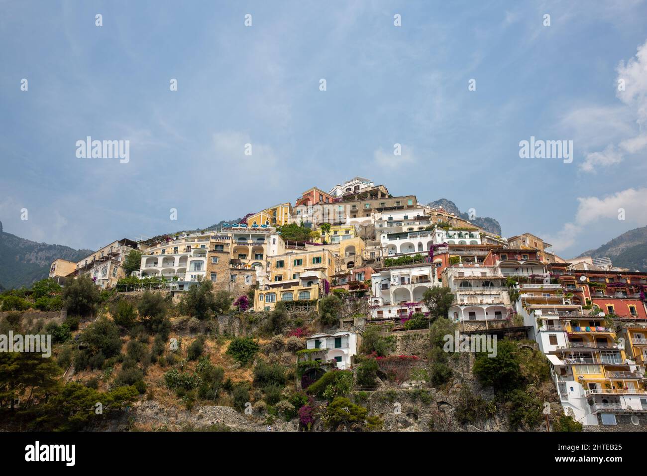 Stunning view of Positano cliffside village in Amalfi Coast, southern ...