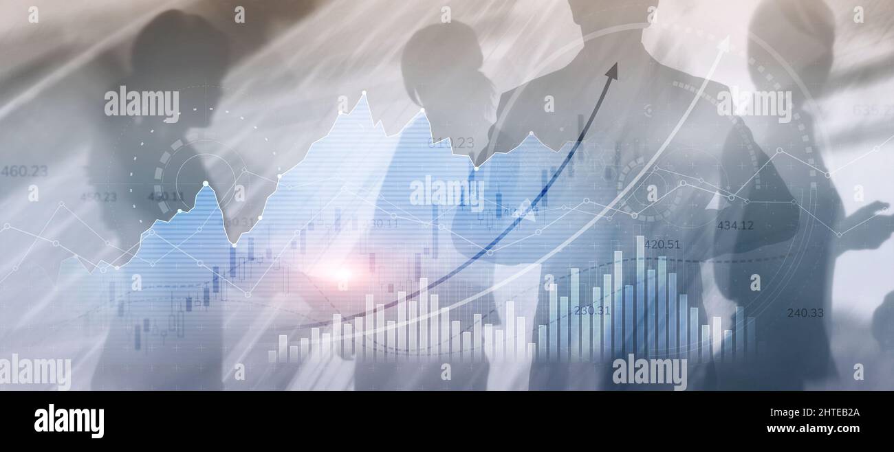 Virtual screen with stock market changes. Business Finance graph chart ...