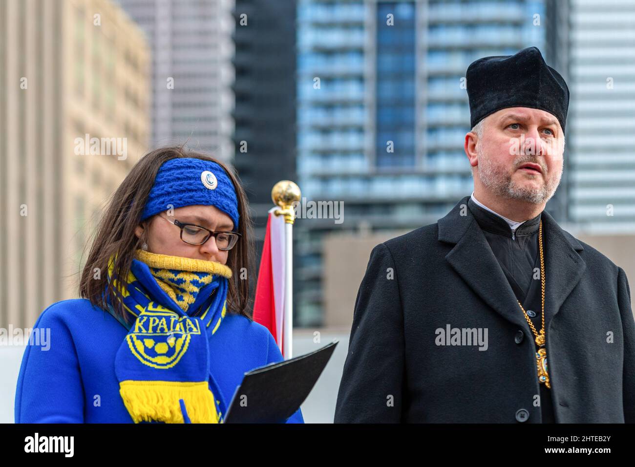 Toronto, Canada - February 27, 2022: Leaders of the Ukrainian community ...