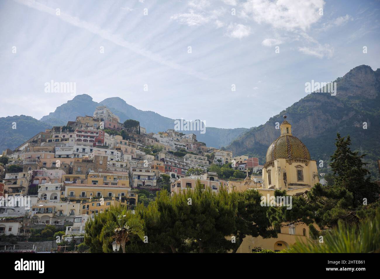 Stunning view of Positano cliffside village in Amalfi Coast, southern ...