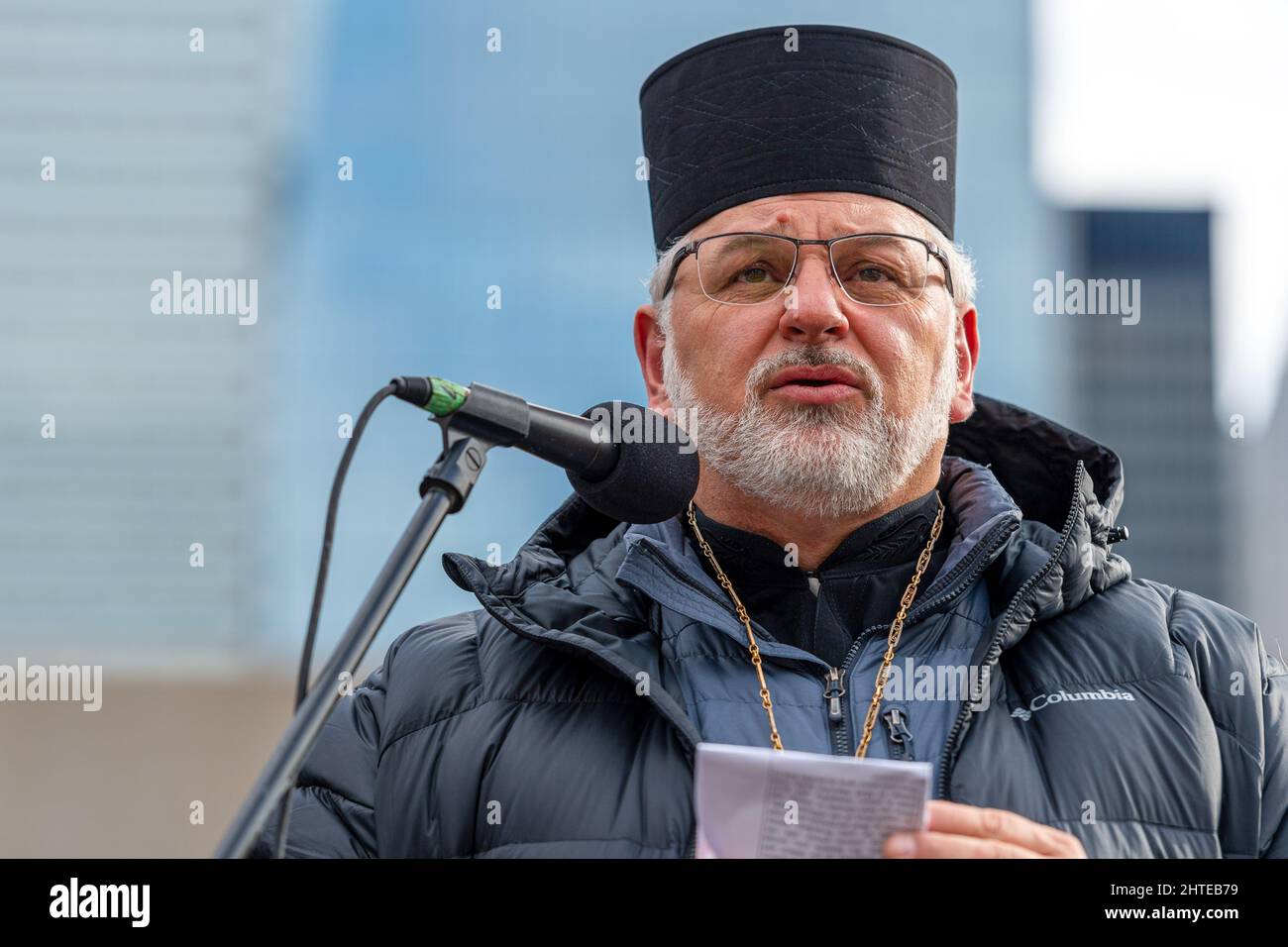 Toronto, Canada - February 27, 2022: Leaders of the Ukrainian community ...