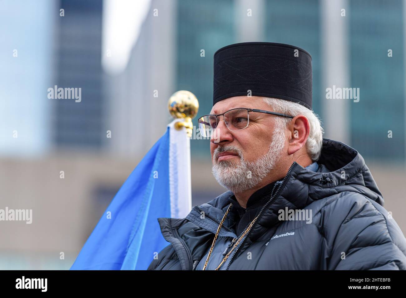 Toronto, Canada - February 27, 2022: Leaders of the Ukrainian community ...
