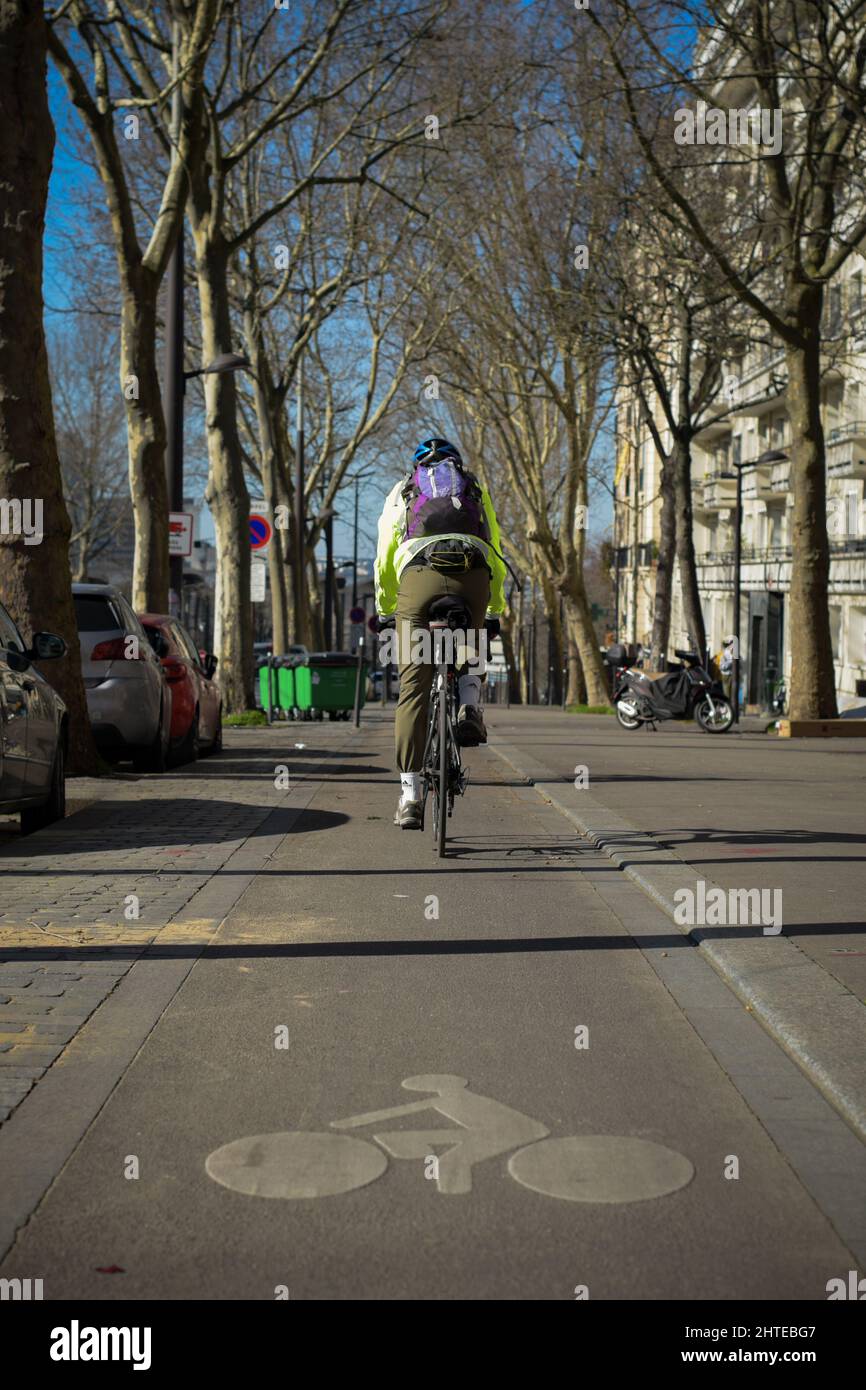 view of a cycle path in Paris in France Stock Photo - Alamy