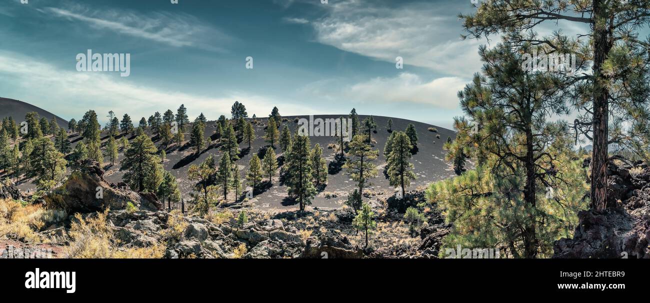 Sunset Crater Volcano National Monument lava flow, Arizona Stock Photo ...