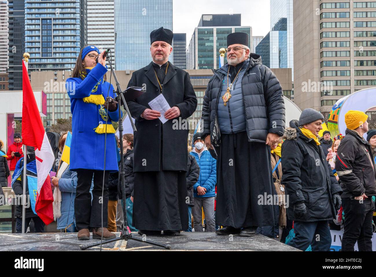 Toronto, Canada - February 27, 2022: Leaders of the Ukrainian community ...