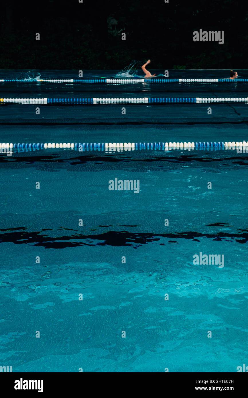 Pool with rows of swim lanes Stock Photo - Alamy