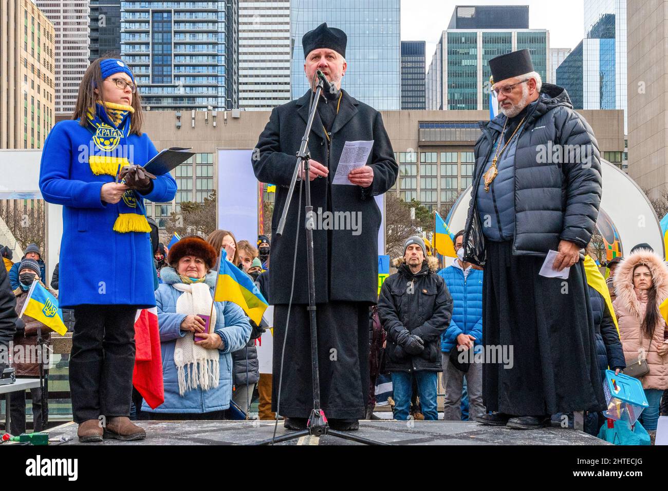 Toronto, Canada - February 27, 2022: Leaders of the Ukrainian community ...
