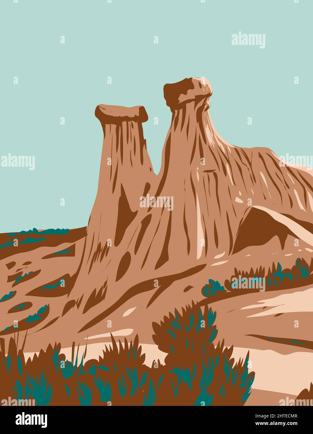 Illustration of showing rock formations located in Dawson County ...