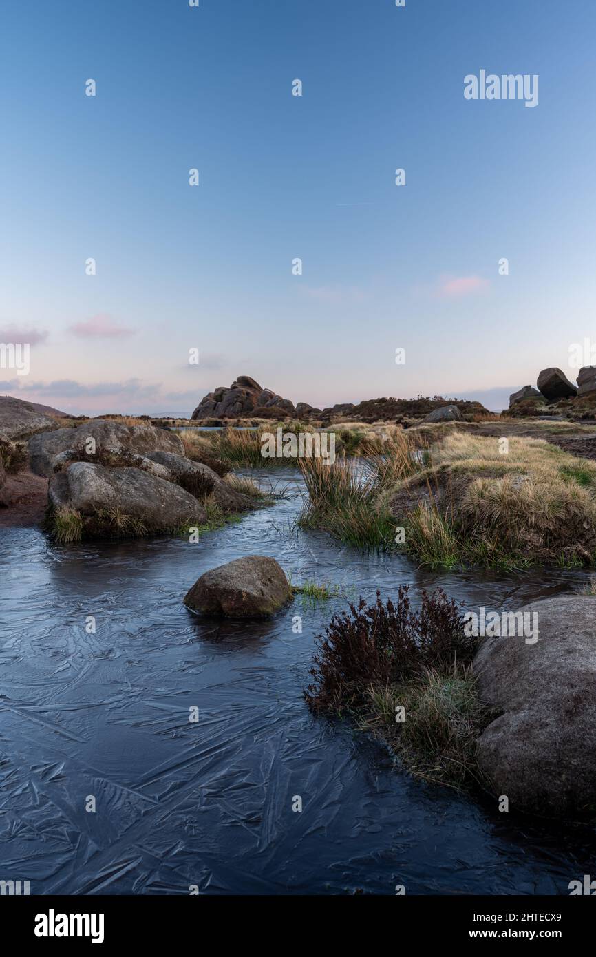 Sunrise at Doxey Pool on The Roaches, in the Staffordshire Peak ...