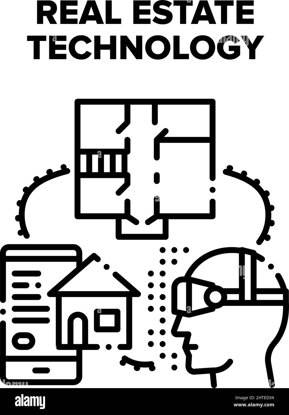 Real Estate Technology Vector Black Illustration Stock Vector Image ...