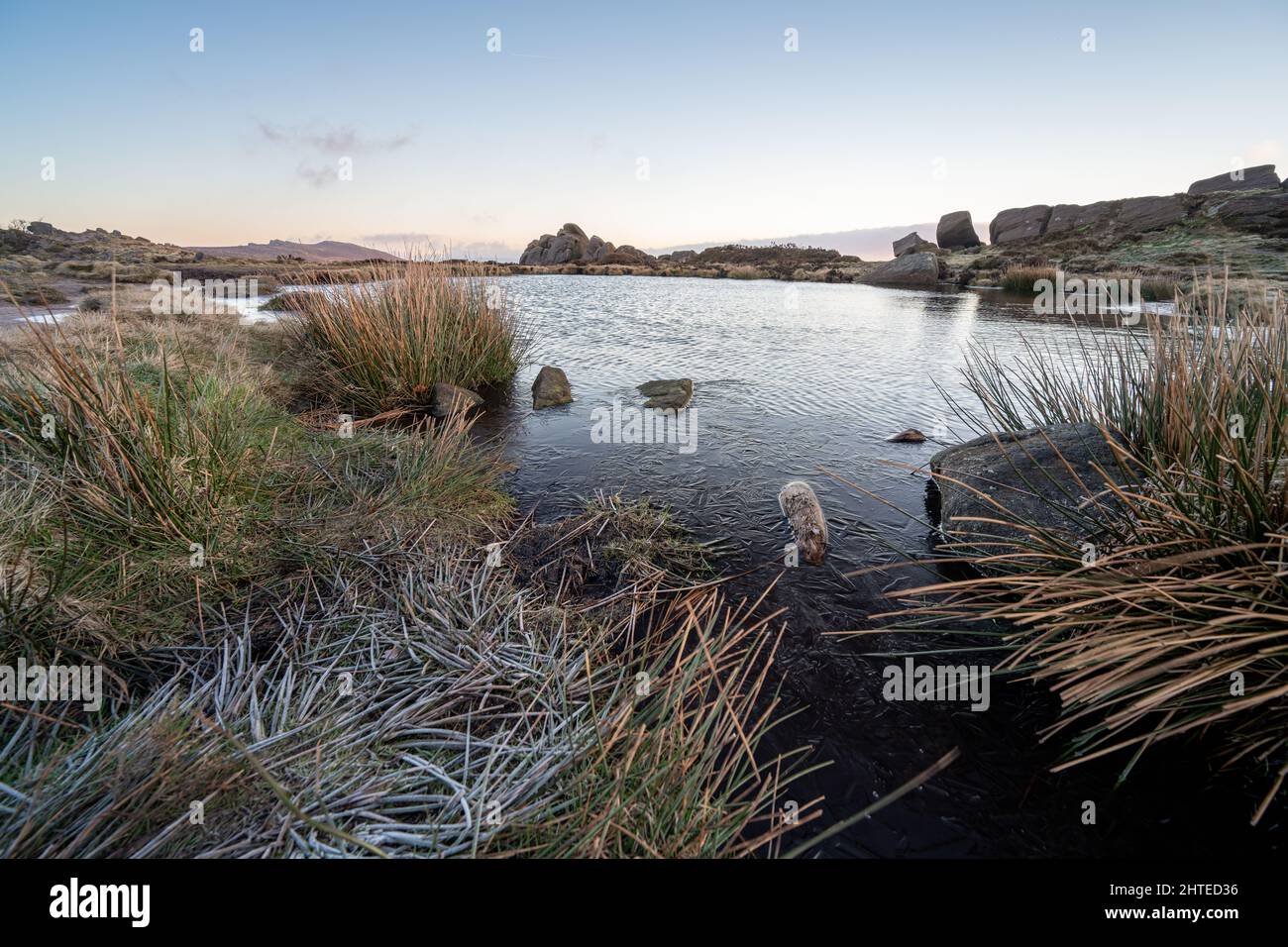 Sunrise at Doxey Pool on The Roaches, in the Staffordshire Peak ...