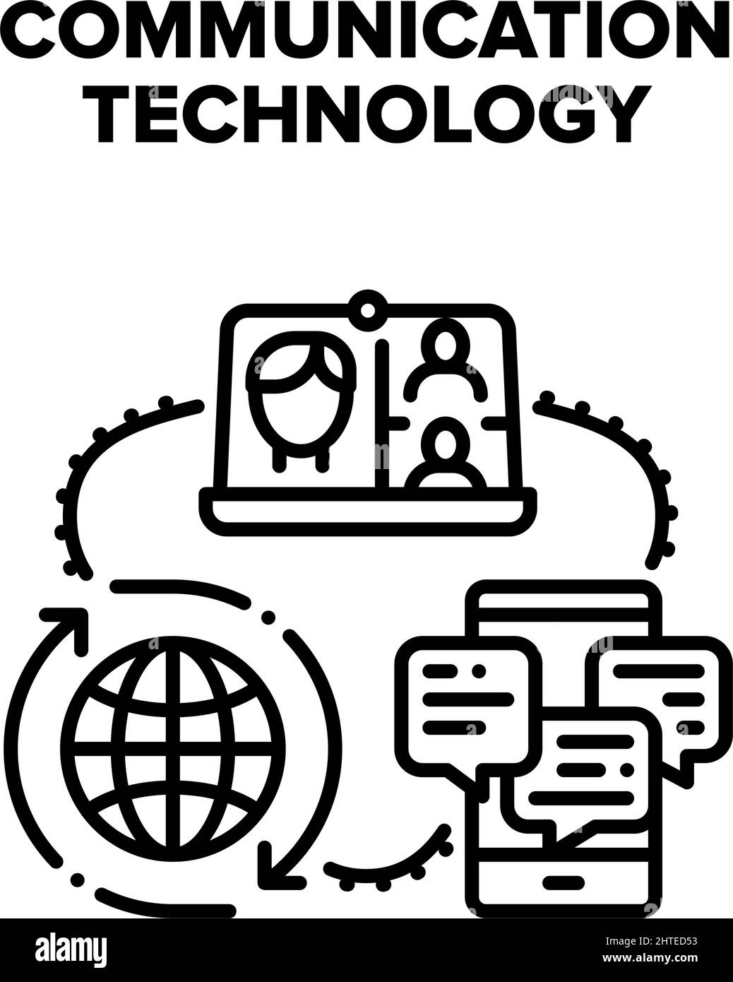 Communication Technology Vector Black Illustration Stock Vector Image ...
