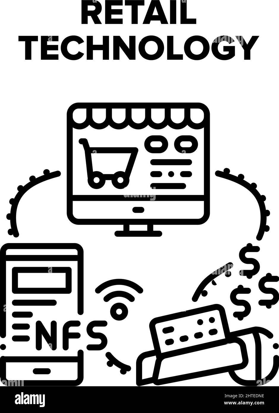 Retail Technology Vector Black Illustration Stock Vector Image & Art ...