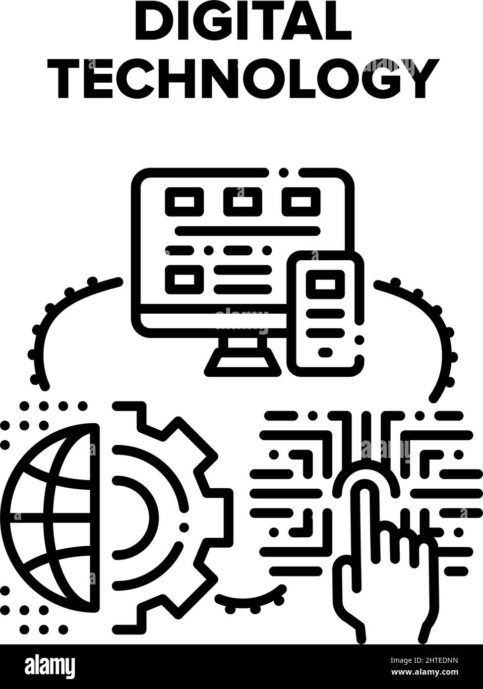 Digital Technology Vector Black Illustration Stock Vector Image & Art ...