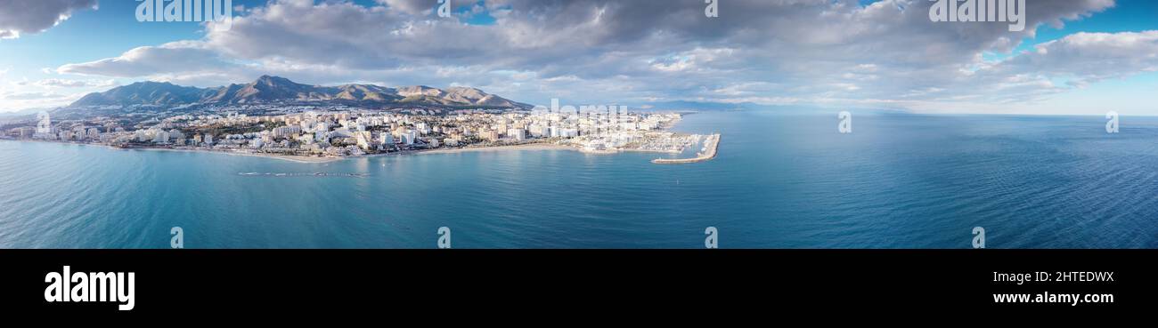 panoramic aerial view of the costline of benalmadena in spain Stock ...