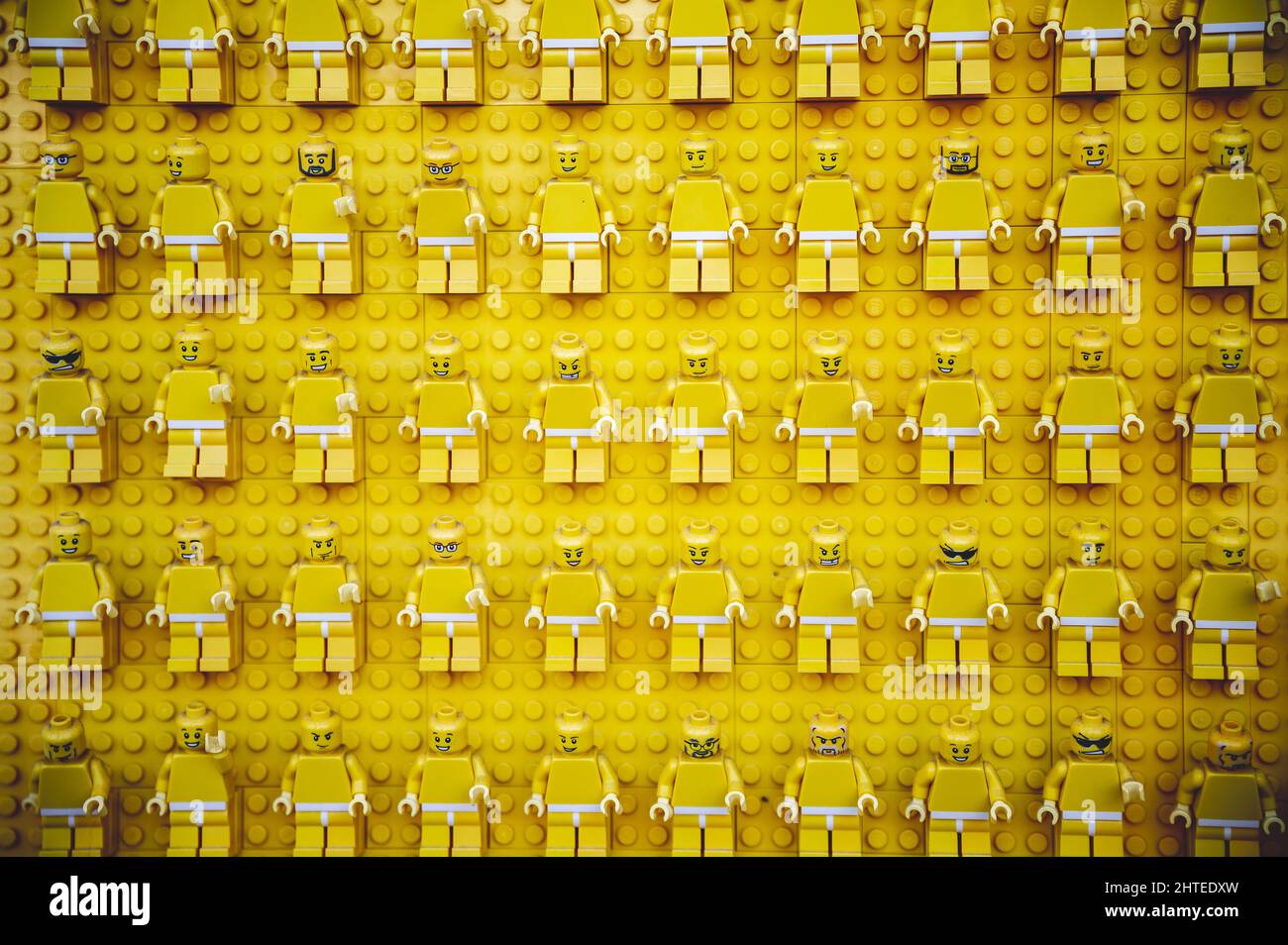 Famous Lego characters on a board in the shop Stock Photo - Alamy