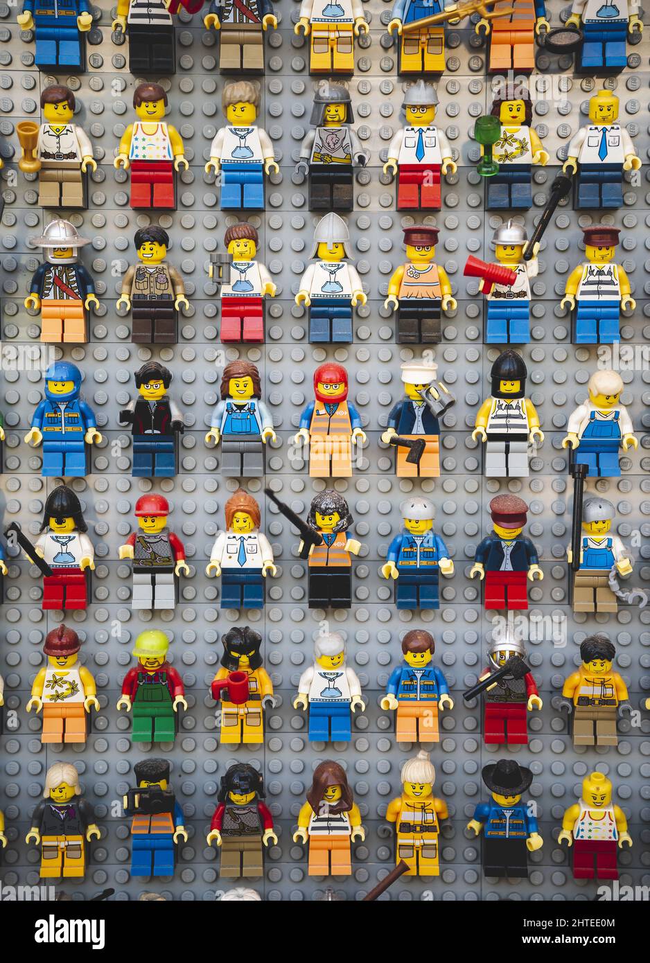 Famous Lego characters on a board in the shop Stock Photo - Alamy