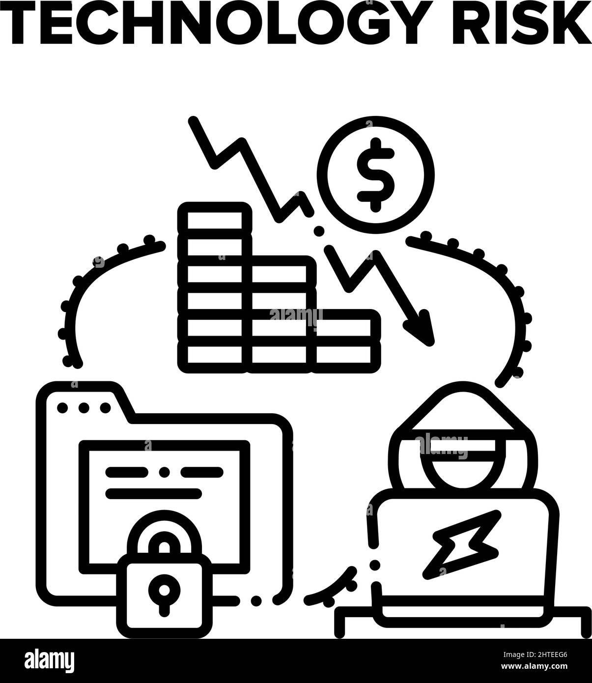 Technology Risk Vector Concept Black Illustration Stock Vector Image ...