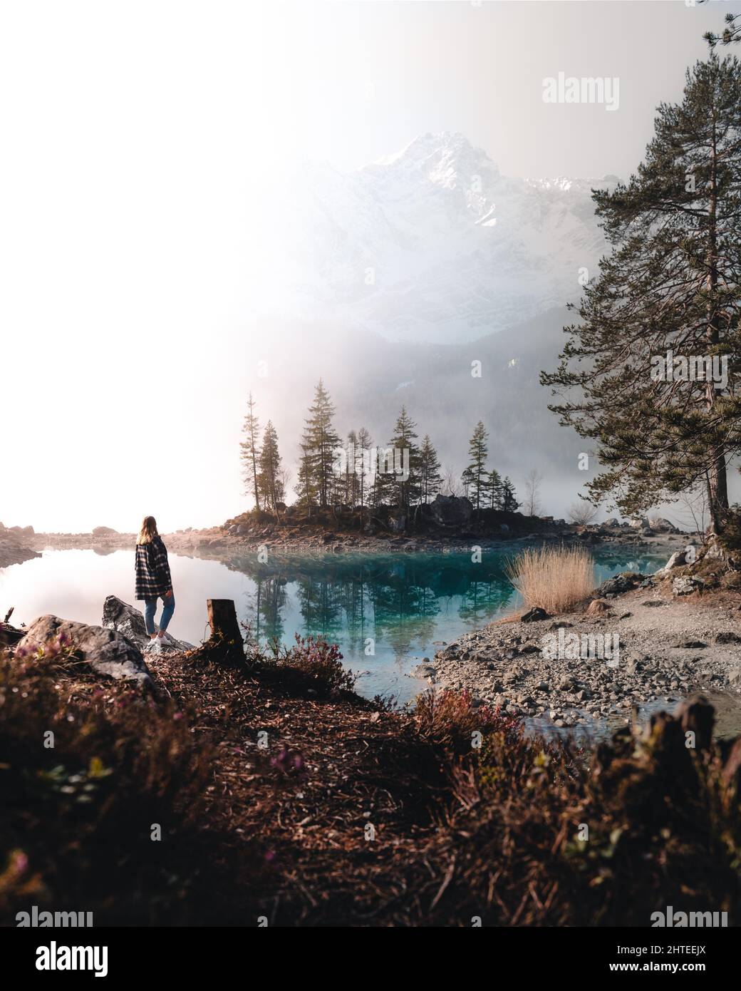 Woman at lake eibsee hi-res stock photography and images - Alamy
