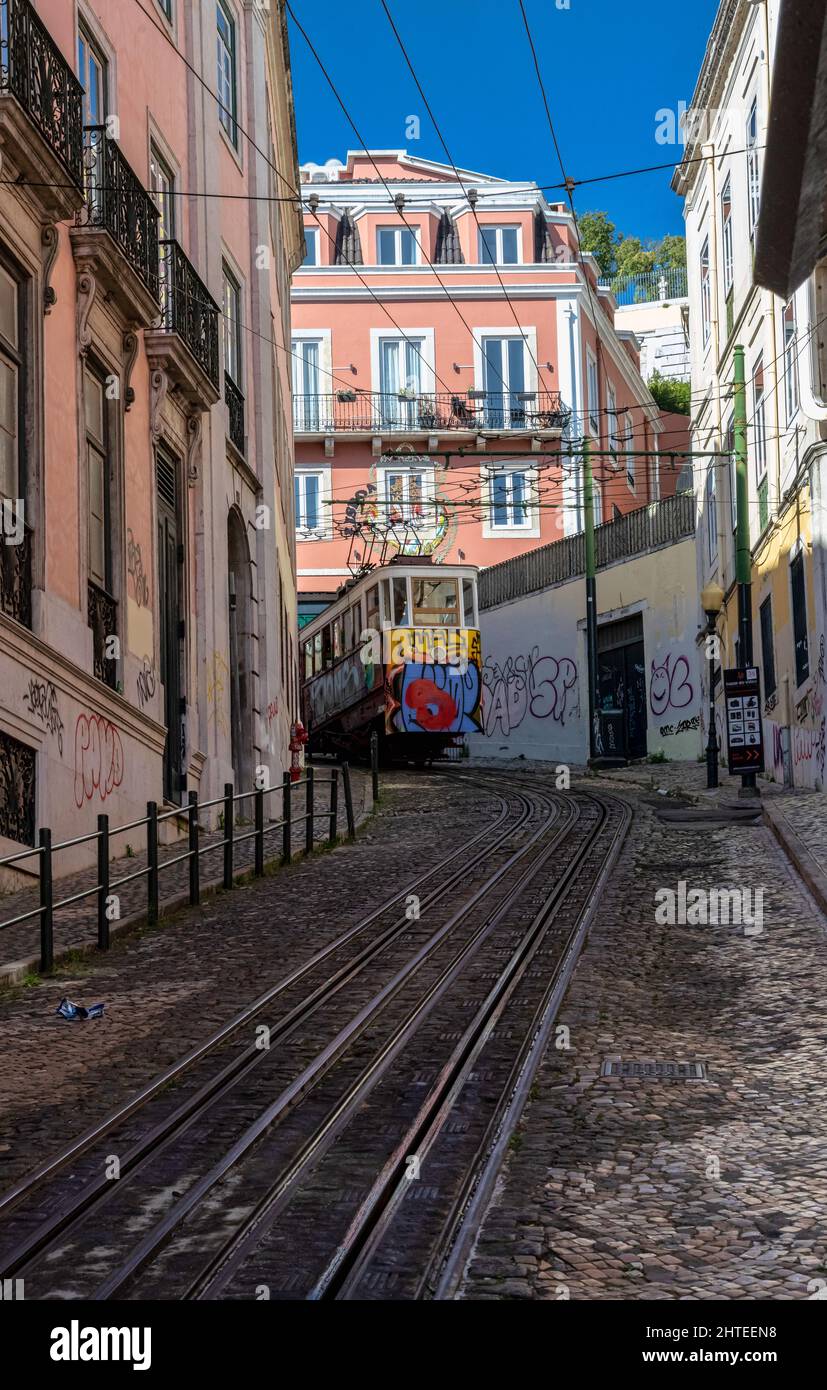 Ascensor da Gloria, Gloria Funicular, Baixa, Lisbon, Portugal Stock ...