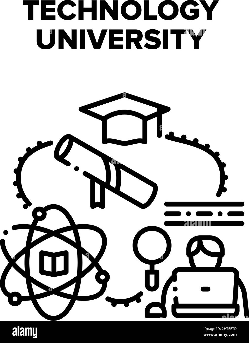 University Technology Vector Black Illustration Stock Vector Image ...