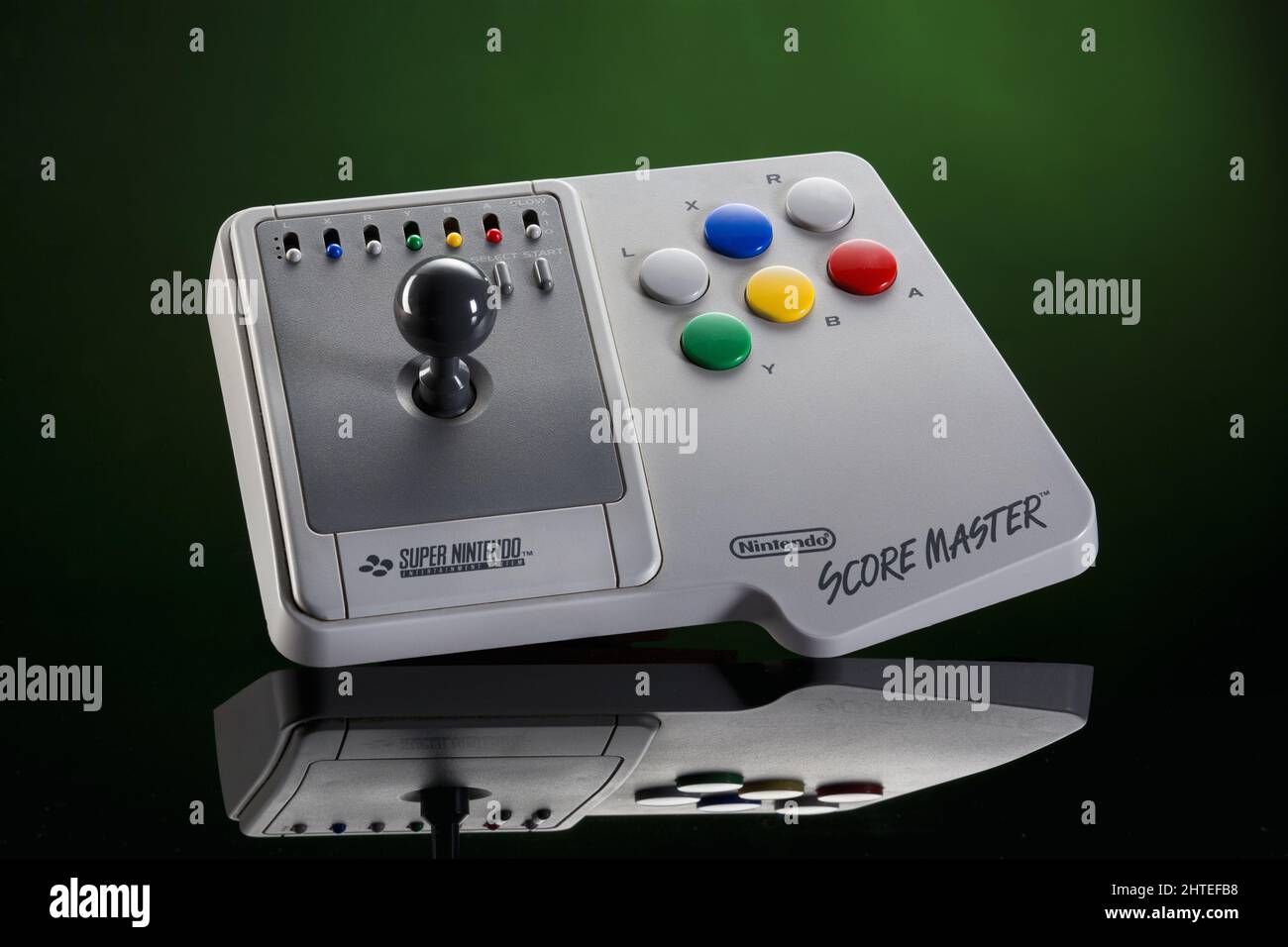 Vintage Nintendo SNES Controller for Fighting Games on isolated green ...