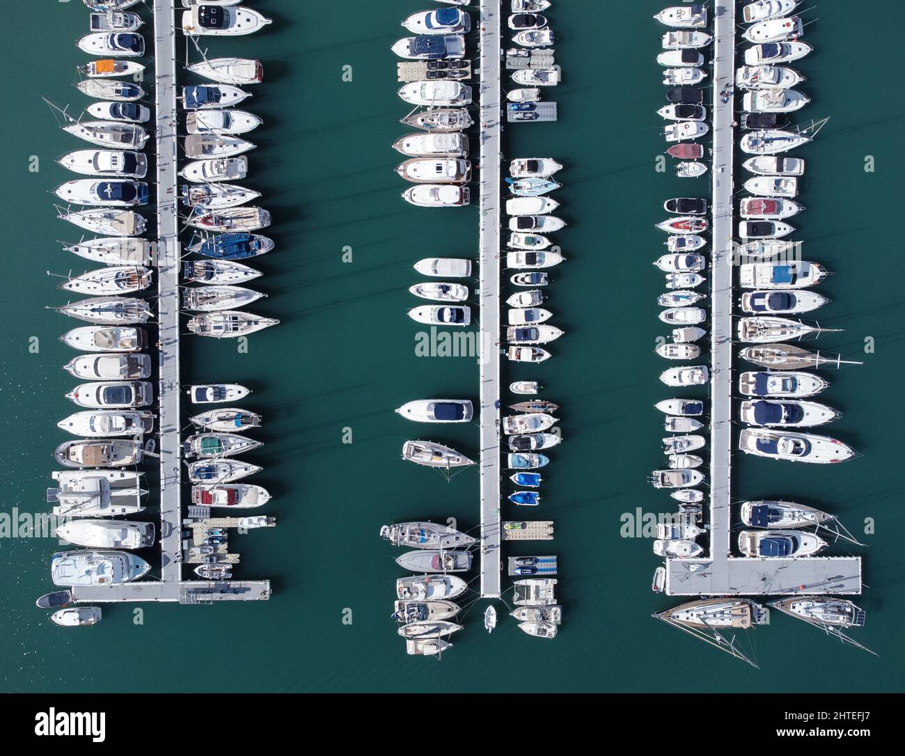 birds eye view of boats in a marina in spain Stock Photo - Alamy