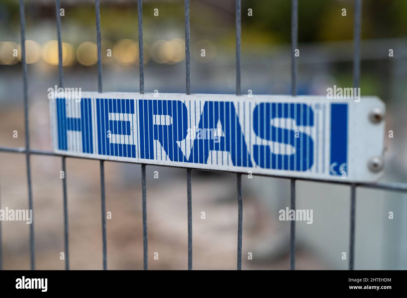 Closeup of a "HERASI" logo on the construction fences in Amsterdam, Netherlands Stock Photo - Alamy
