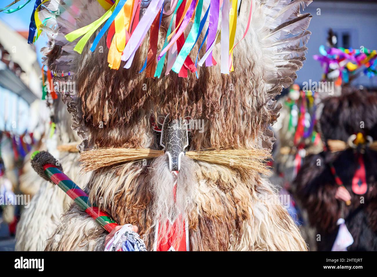 Colorful face of Kurent, Slovenian traditional mask, carnival time ...