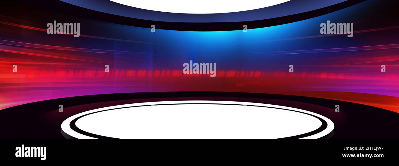 Wide studio space with curvilinear big screen at background, suitable ...