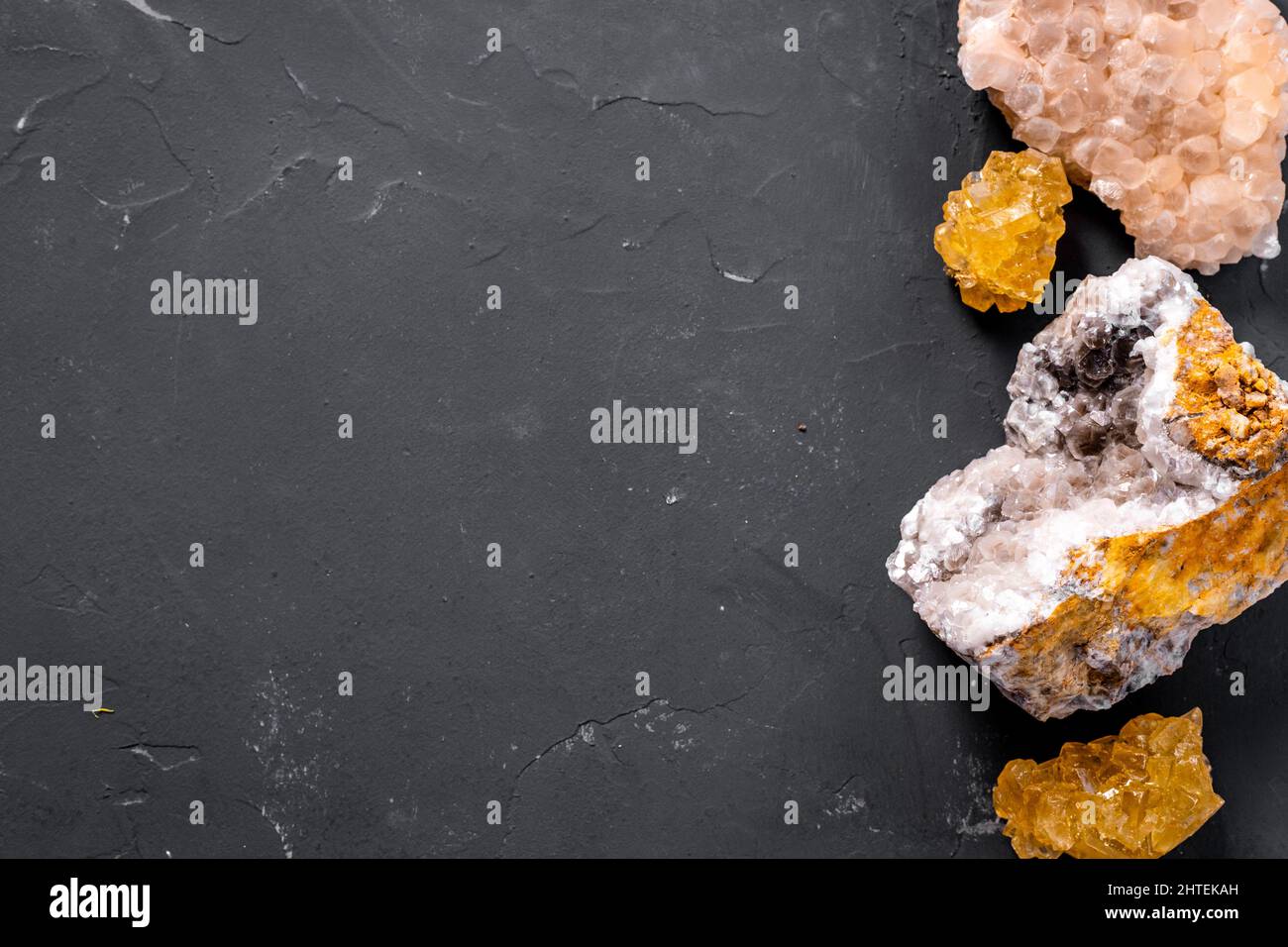 Set of different mineral stones. Natural rocks top view Stock Photo - Alamy
