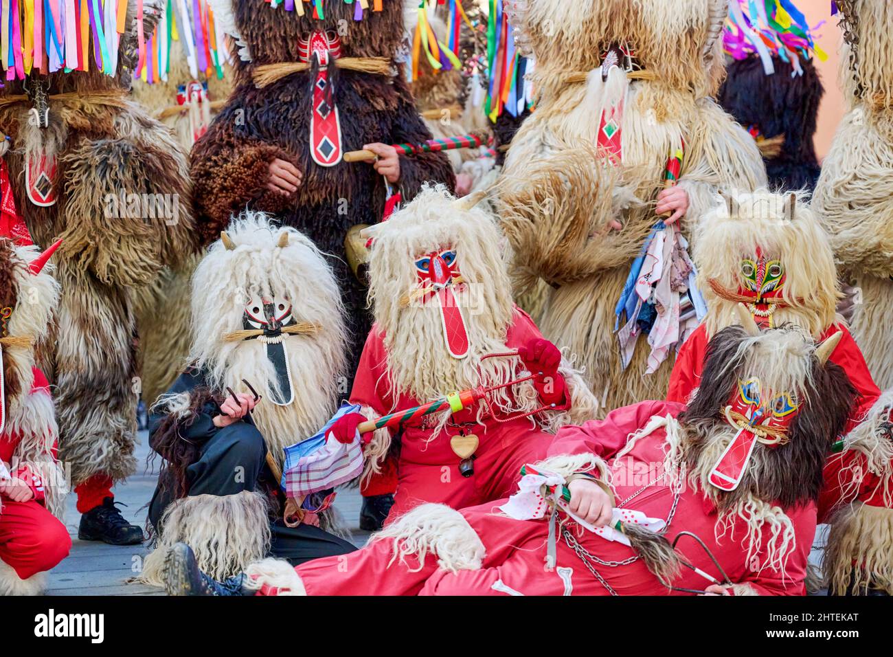 Colorful face of Kurent, Slovenian traditional mask, carnival time ...