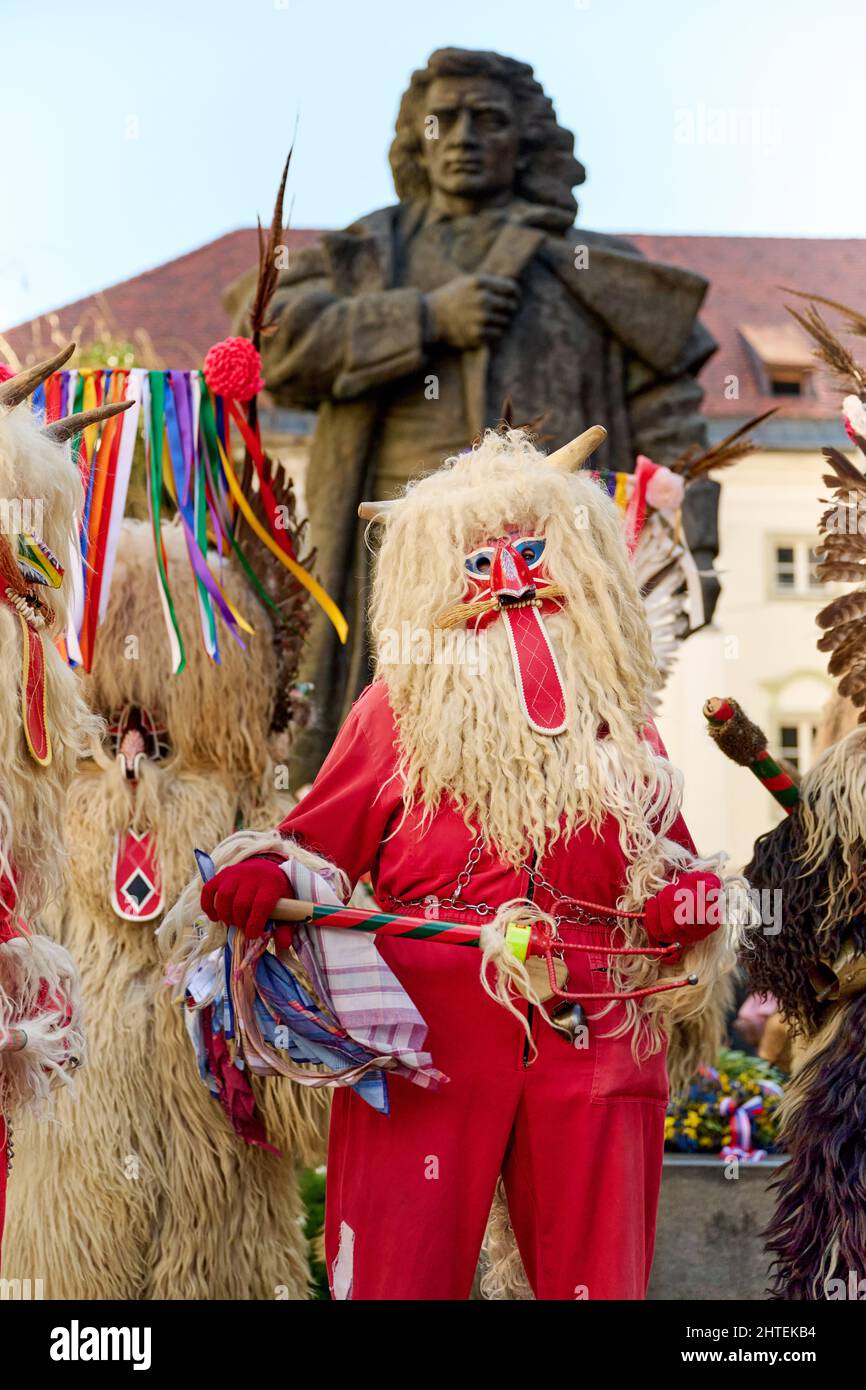 Colorful face of Kurent, Slovenian traditional mask, carnival time ...