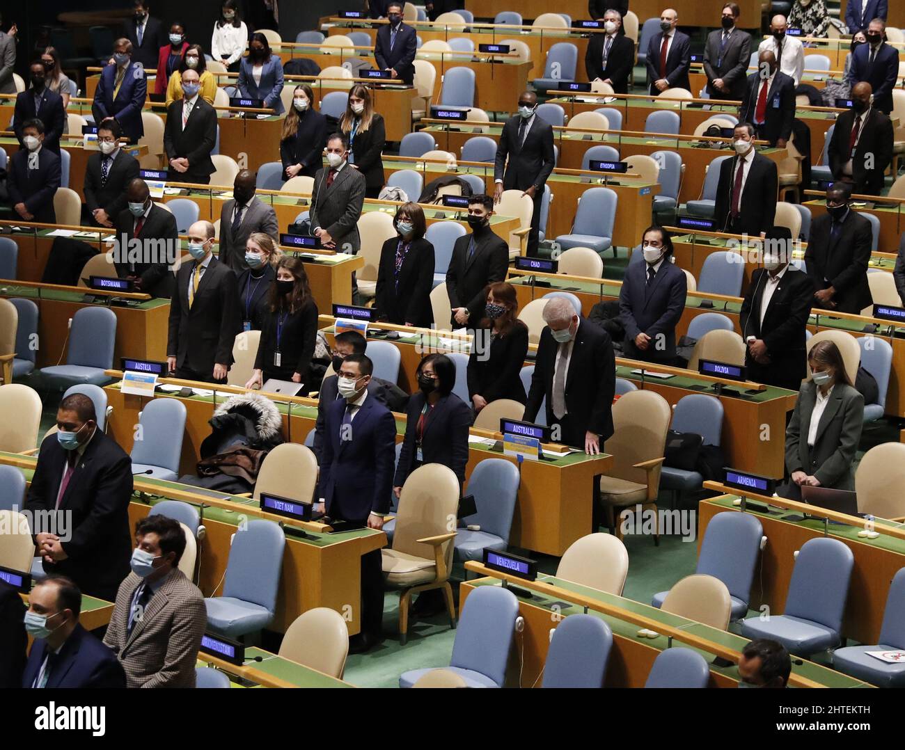 Delegates stand hi-res stock photography and images - Alamy