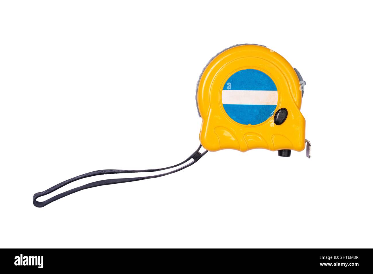 Side view of metal cased measuring lint, isolated on a white background ...