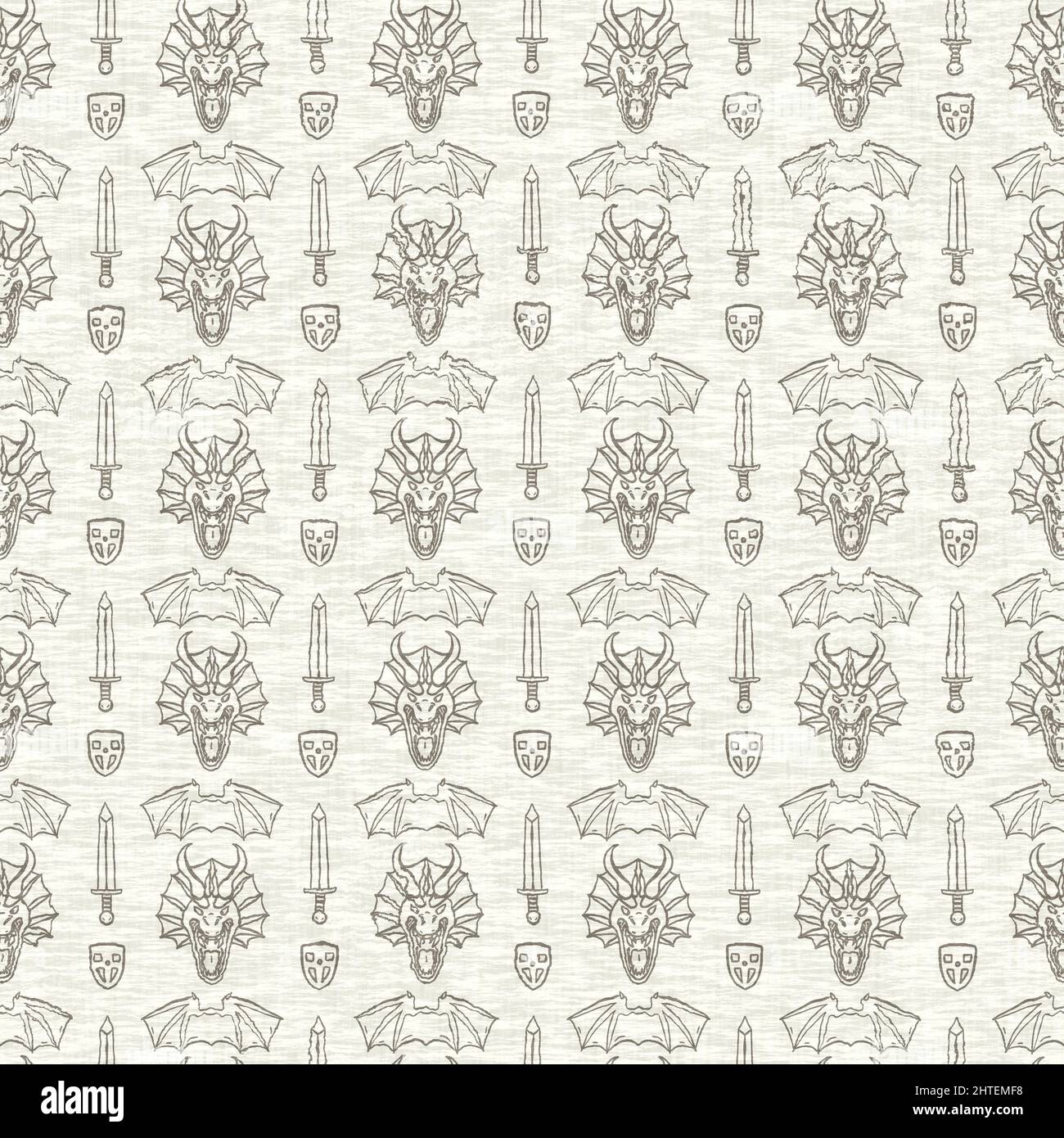 Dragon linen effect texture pattern. Seamless woven mythical reptile ...