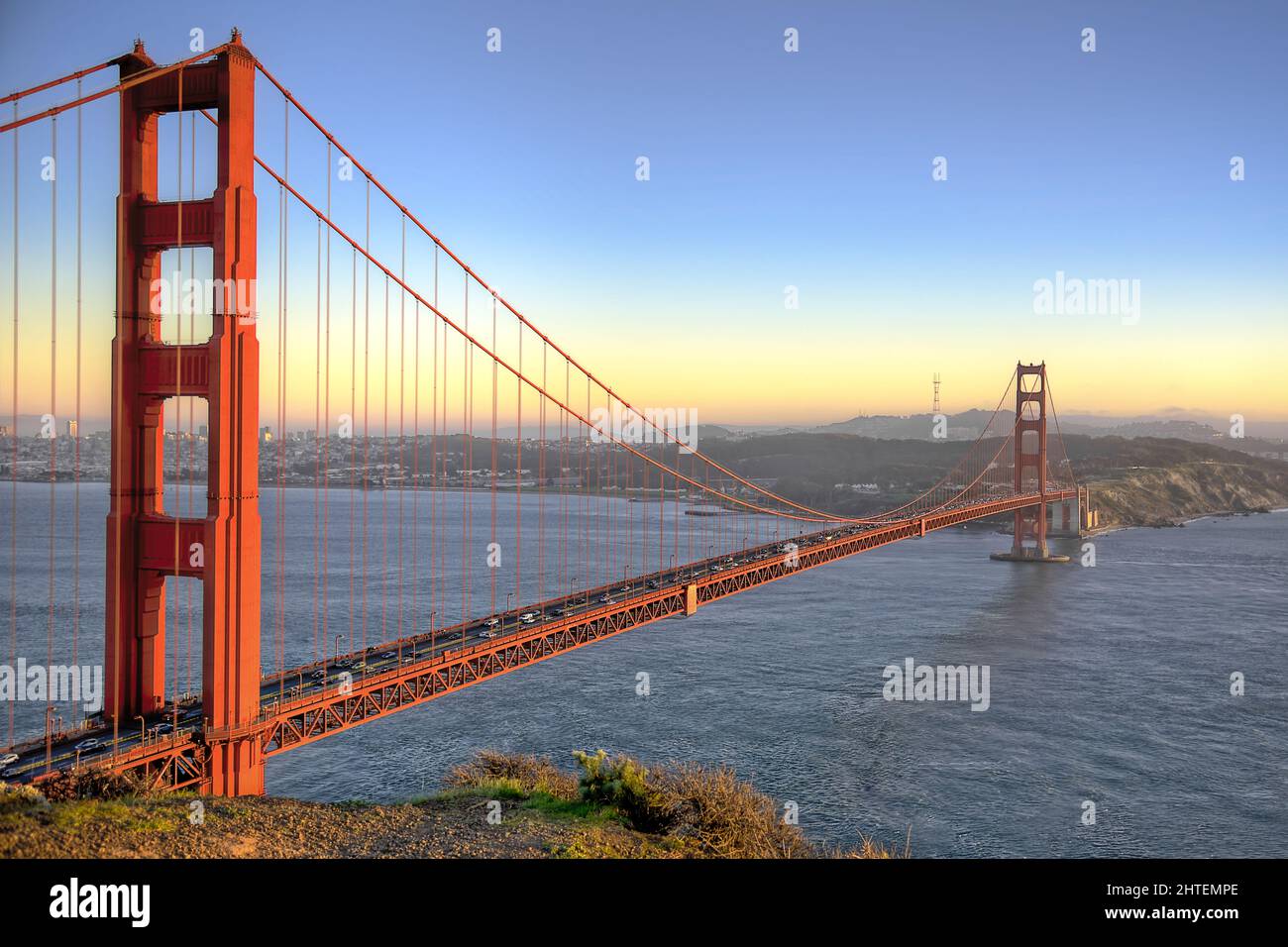 Grand Crest red bridge in San Francisco at the sunset Stock Photo - Alamy