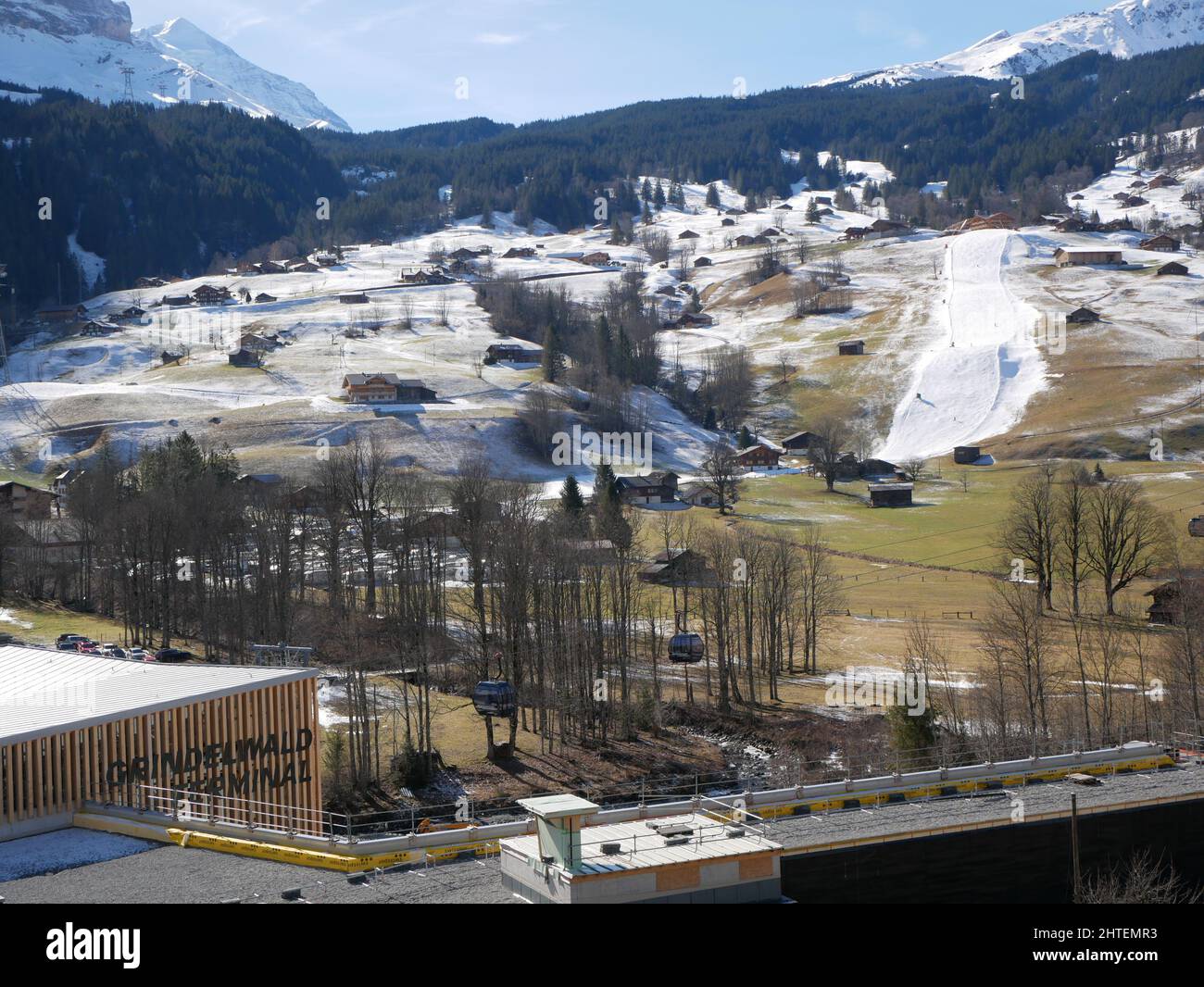 View of the small town with the Alps in the background. Austria Stock ...