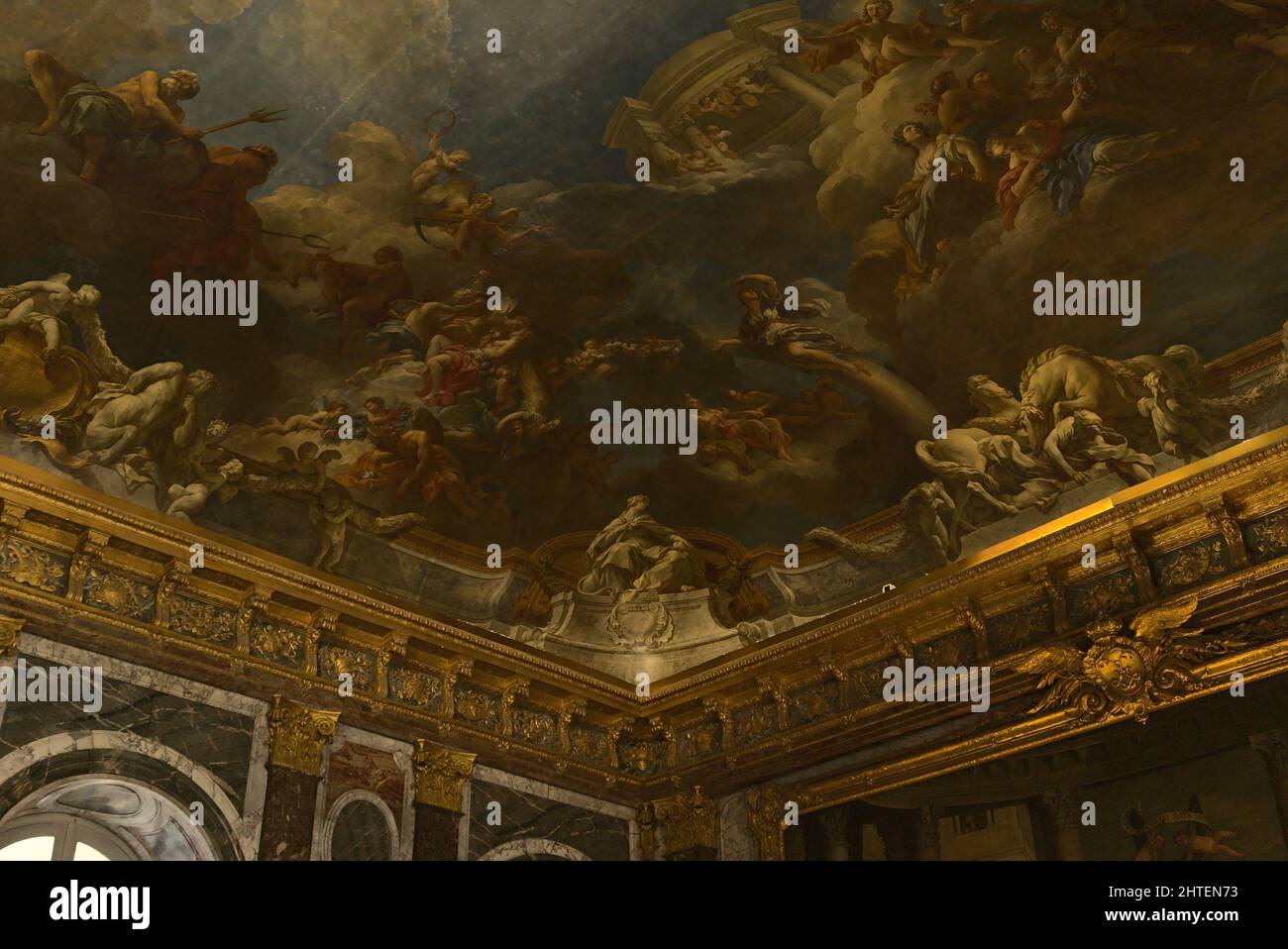 Ceiling paintings in Hercules room of the Palace of Versailles, Paris ...