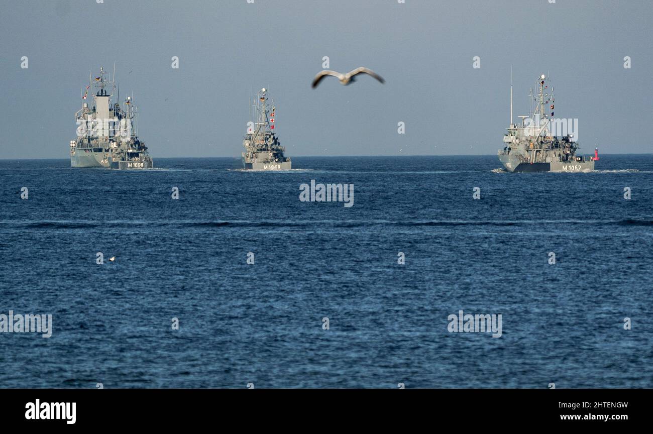Kiel, Germany. 28th Feb, 2022. Four naval vessels, the supply ship ...