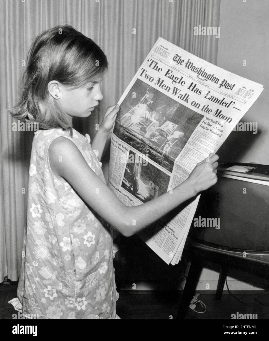 Moon Landing headlines - 1969 Stock Photo - Alamy