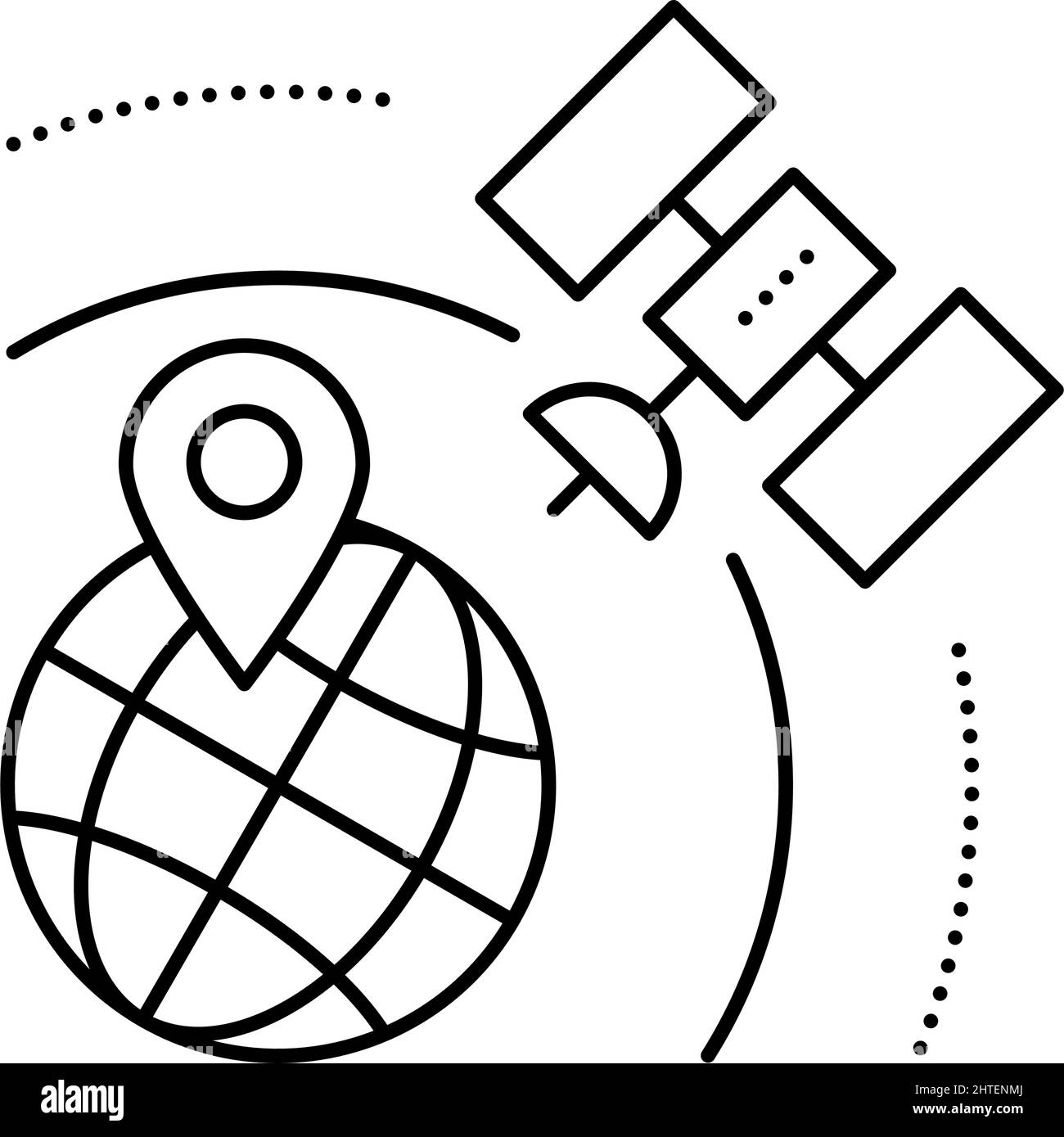 satellite earth location pin line icon vector illustration Stock Vector ...